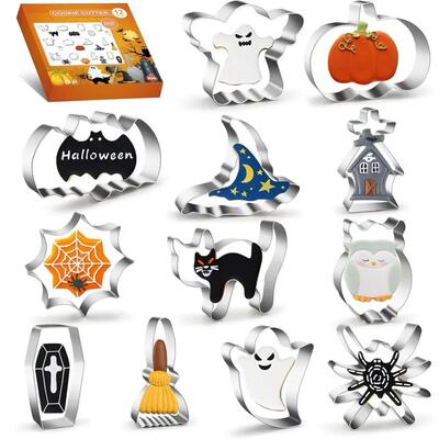 12PCS Halloween Cookie Cutter Stainless Steel Cartoon Cookie