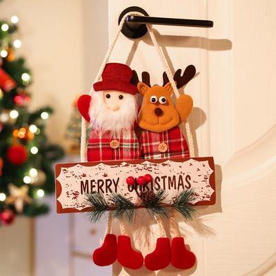 Xmas Window Decor: Snowman Santa Reindeer, Door Hanger