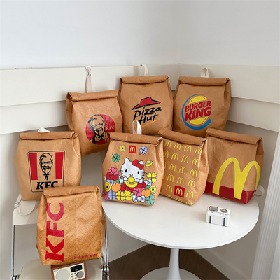 网红肯德基书包车边包便携联名防水大学生校园男女奶酪风双肩背包