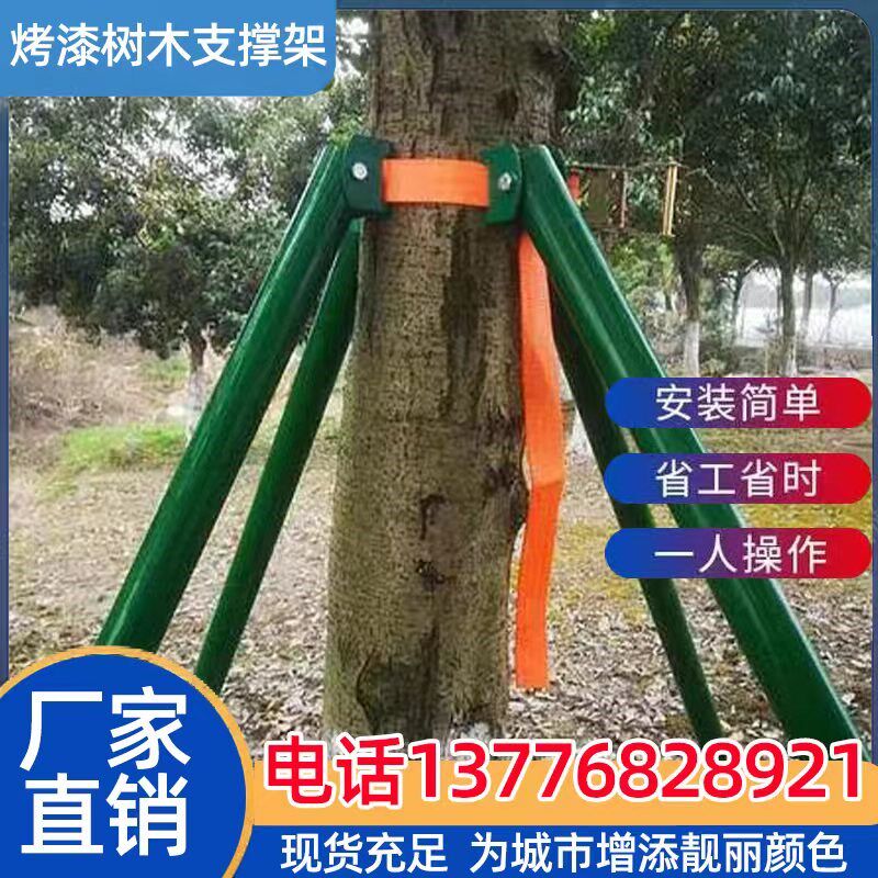 绿色钢管树木支撑架固定器镀锌烤漆防风支架园林绿化Y苗木树支架