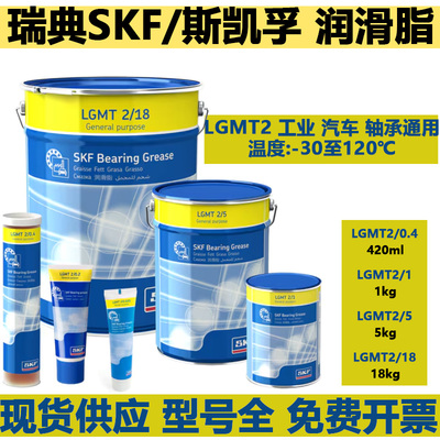 斯凯孚SKF进口电机高速轴承润滑脂LGMT2 LGMT2H /0.2/0.4/1/5/18