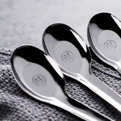 Household long handled non-magnetic flat bottomed stainless steel spoon, school cafeteria Chinese style Wangzi stainles
