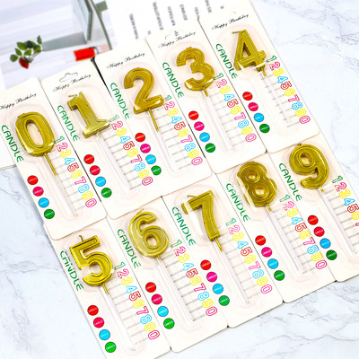 Golden digital candles, happy birthday cake candles, creative smoke-free paraffin wax, birthday party craft candles
