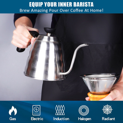 26 year old coffee hand brewing pot, household stainless steel swan neck cloud pot, large capacity long spout fine mout