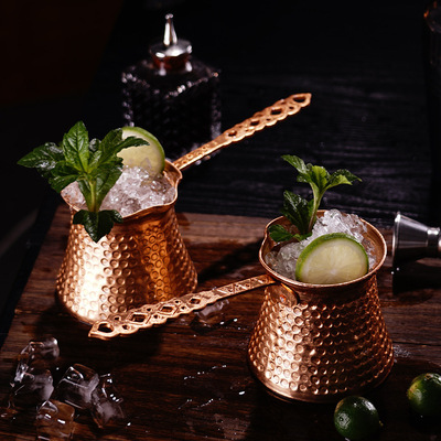 Metal Creative Flame Cup Bar Wine Glass Cocktail Pouring Cup Retro Cocktail Cup Pulling and Pouring Cup Bronze Cup