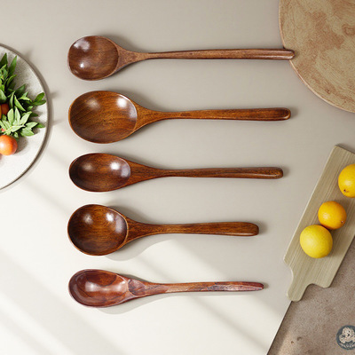 Support encrypted labeling, wide mouthed wooden rice spoon, Japanese wooden spoon, wooden soup spoon, long handled wood