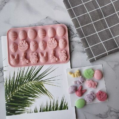 新品4 Pack Silicone 18 Hole Easter EggI Bunny Chocolate Moul