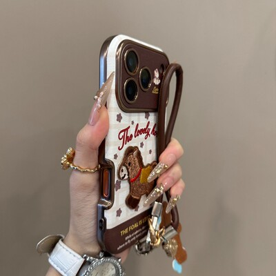 庞壳 秋冬大视窗刺绣小马适用苹果17promax手机壳16pro情侣15可爱14promax保护套新年格纹14