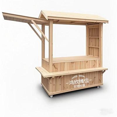 户外防腐木售货车彷古售卖车摆摊小推车集市移动摊位夜市小吃花车