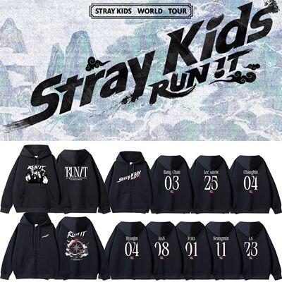 StrayKids2026-2027演唱会RunIt周边同款卫衣服印花拉链开衫外套
