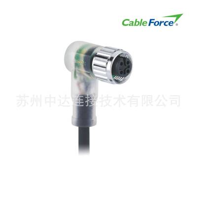 M124Pin母弯头预铸式10M带LED指示灯替换XS2F-M12PVC4A10MPLED