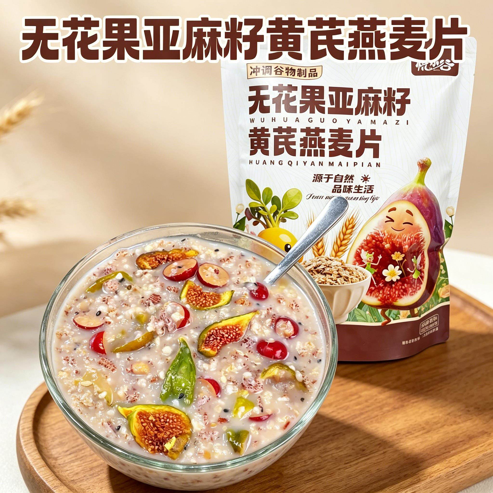 无花果亚麻籽黄氏燕麦片营养复合麦片饱腹袋装300g早餐黄芪苦瓜