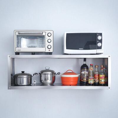 不锈钢置物架厨房上墙架微波炉架壁挂式二层三层调料收纳层架水杯