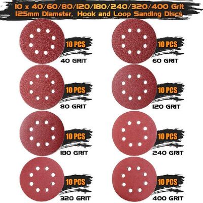 新品.80Pcs 125Mm Sanding Discs, Hook Loop, 8O Hole Sanding D