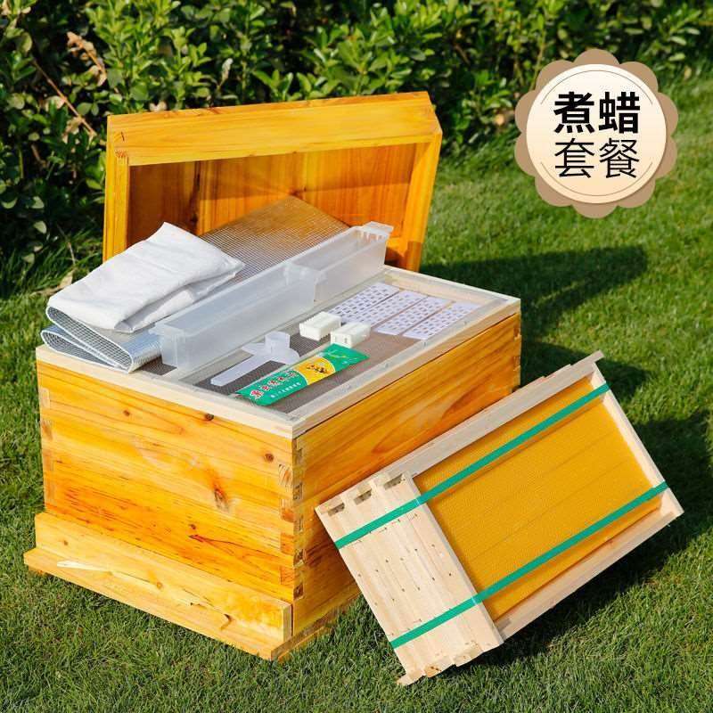 新品箱新手全套蜜蜂ok箱框框巢础标准十工型煮蜡标准杉木养蜂带具