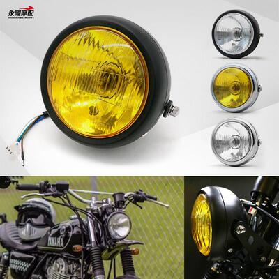 机车改装覆古客厅灯CG125 GN125 前照灯 铁壳黑色远近车灯圆灯