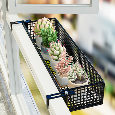 窗台置物架可调节挂钩护栏杆花架