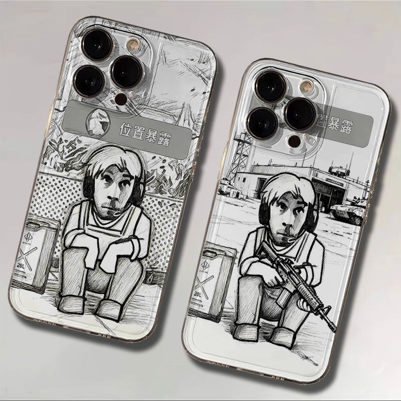 搞怪手绘蜂医透明手机壳适用于苹果12/13表情包17/16/15pro软定制