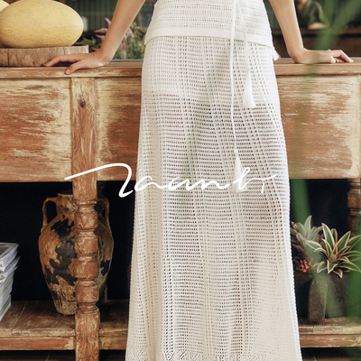 Zaanli暂离 26春夏新品 质感丝光棉镂空浪花裙摆针织半裙