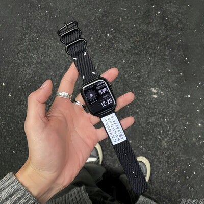 数字标签马吉拉帆布适用苹果表带