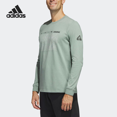Adidas阿迪达斯正品男士长袖透气印花圆领户外运动T恤H49662