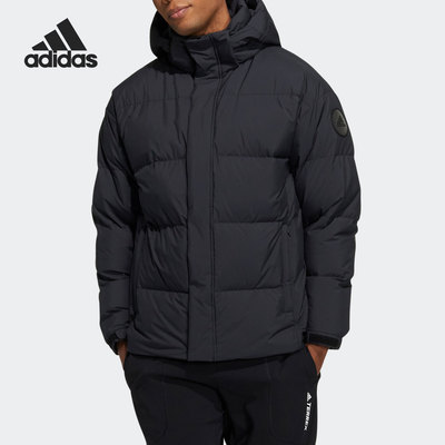 Adidas/阿迪达斯正品男女保暖连帽户外运动鹅绒羽绒服 H23074