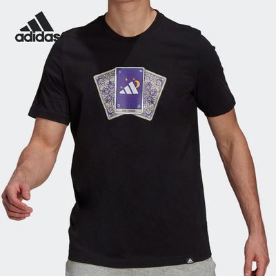 阿迪达斯男子运动型格短袖t恤