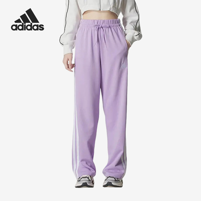 Adidas/阿迪达斯正品三条纹休闲直筒裤新款女经典针织长裤JY3142