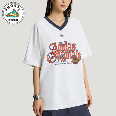 Adidas/阿迪达斯正品三叶草女士休闲宽松日常字母印花T恤KT3062