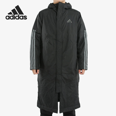 Adidas/阿迪达斯正品男子连帽防风保暖运动长款棉服 EH3967
