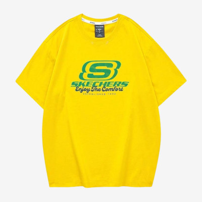 Skechers斯凯奇正品休闲系列男女印花短袖T恤FHL223U045-00VL