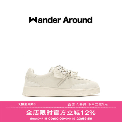 Wander around2025新款小白鞋厚底增高休闲板鞋复古德训鞋女