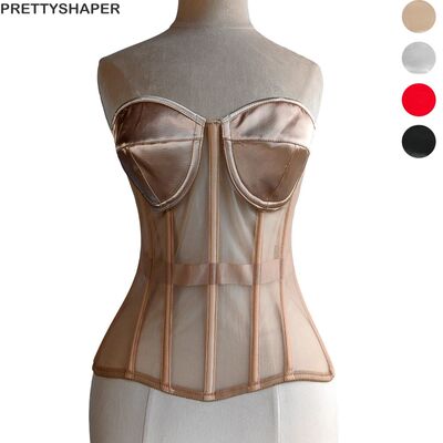 Women Corset Bustiers Strapless With Bra Breathable Mesh Lac