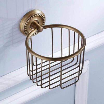 Antique Toilet Roll Holder Wall Mounted Vintage Brass