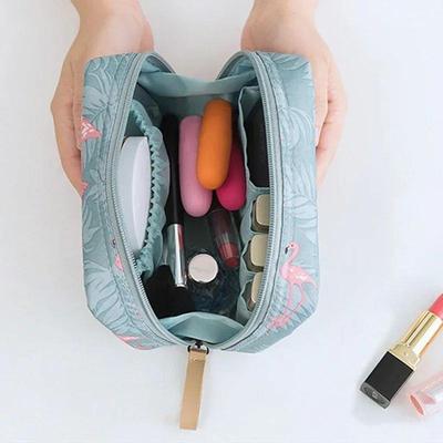 1PC Mini Cosmetic Bag Flamingo Solid Color Travel Toiletry S