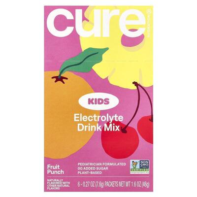Cure Hydration,Kids, Electrolyte Drink Mix, Fruit Punch, 6 P