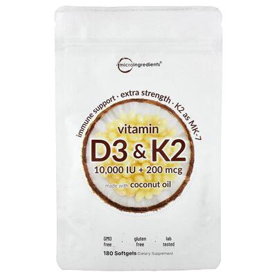 Micro Ingredients,Vitamin D3 & K2, 180 Softgels