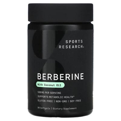 Sports Research,Berberine With Coconut Oil, 500 mg, 90 Softg