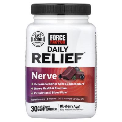 Force Factor,Daily Relief™, Nerve, Blueberry Acai, 30 Soft C