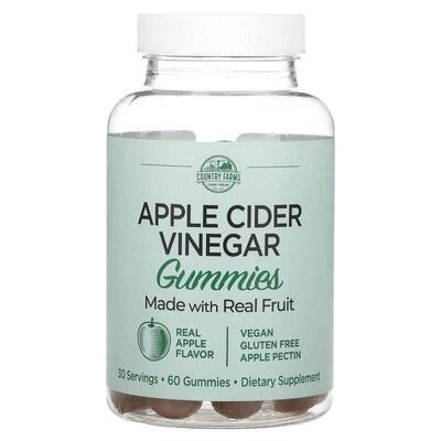 Country Farms,Apple Cider Vinegar Gummies, Real Apple, 60 Gu