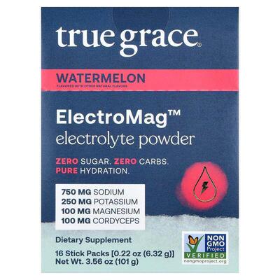 True Grace,ElectroMag™, Electrolyte Powder, Watermelon, 16 S