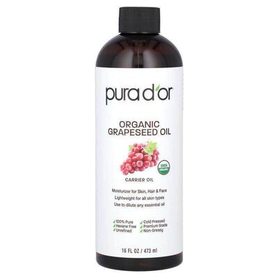 Pura D'or,Organic Grapeseed Oil, 16 fl oz (473 ml)