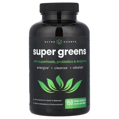 NutraChamps,含 Superfood、益生菌和酶的 Super Greens，150 粒