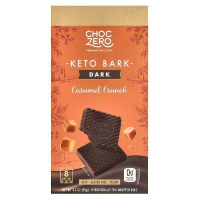 ChocZero,Keto Bark，黑巧克力，焦糖脆，8 根迷你棒，3.2 盎司（