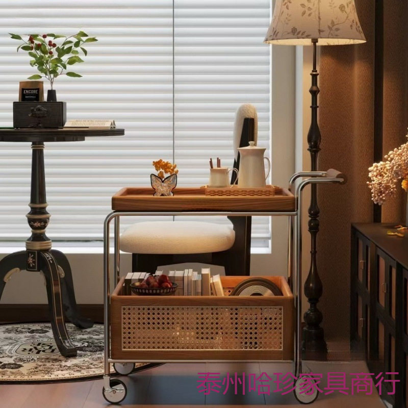 移动沙发边几家用茶几小推车非中可古风客厅子床头置物架实木卧室