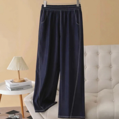 夏季薄款高腰显瘦阔腿牛仔裤女