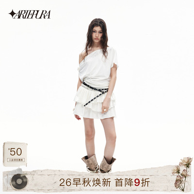 ARTEPURA斜肩蝴蝶结烫钻连衣裙