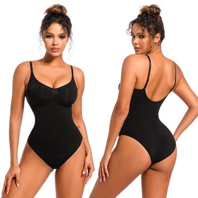 Women's Solid Color Crotch Buckle Seamless Sculpting Bodysui