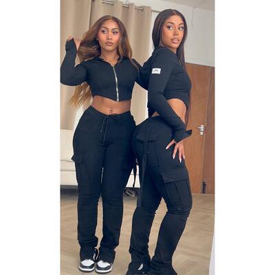 Women's Plain Pocket Jogger Pants, Casual Comfy Sweatpants
