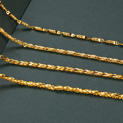 越南沙金保色锁骨项链 百搭精致四叶草小鱼小兔车花项链送礼